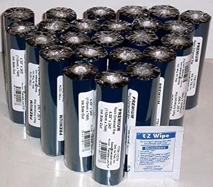 24 Rolls Thermal Transfer Ribbons- 4.33" 1/2" core for Zebra Printers ...