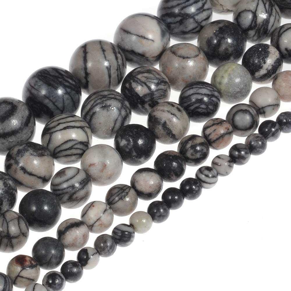 Amazon.com: Natural Stone Beads 4mm Black Network Zebra Beads Gemstone ...
