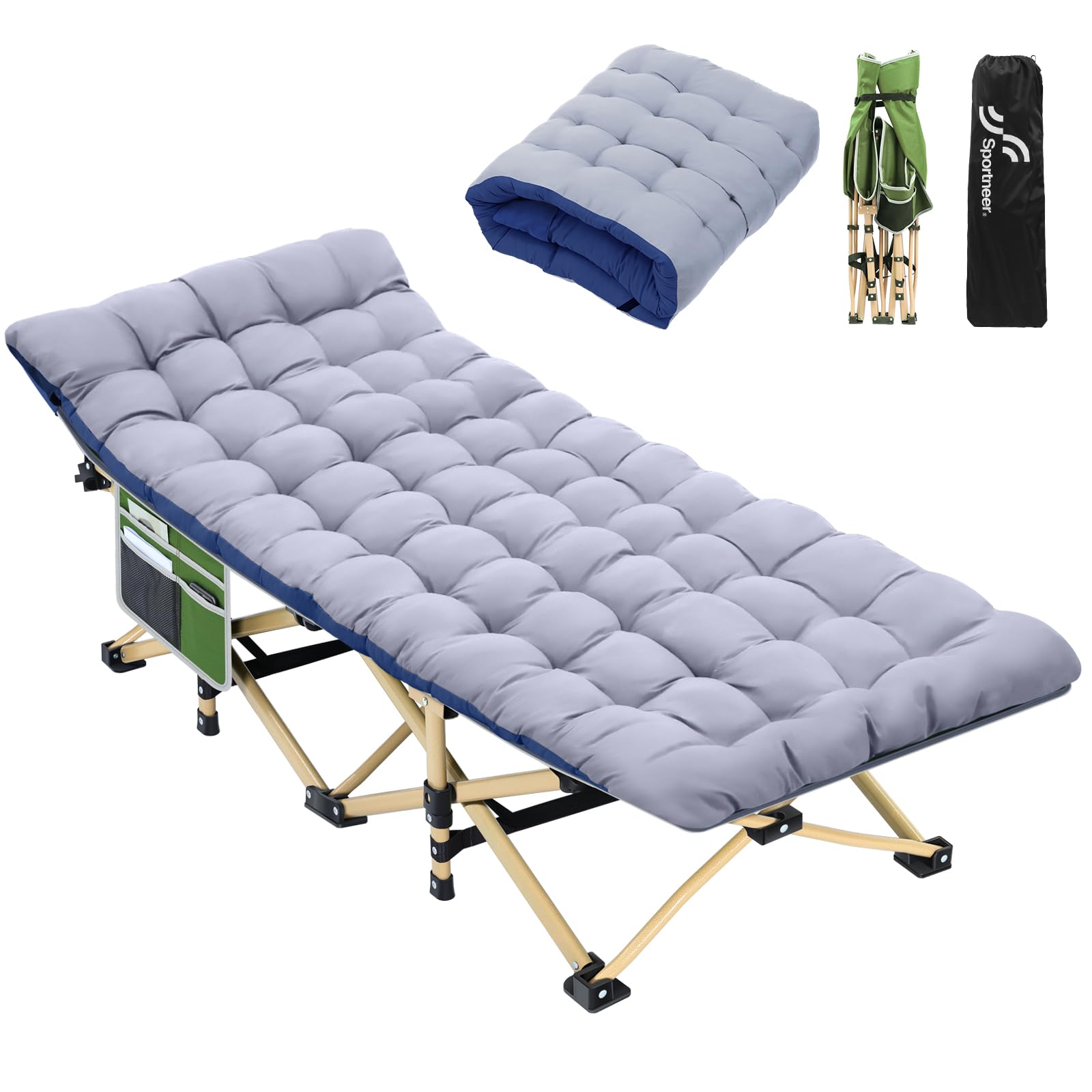 Sportneer Camping Cot: 1200D Double Layer Oxford Camping Cots for ...