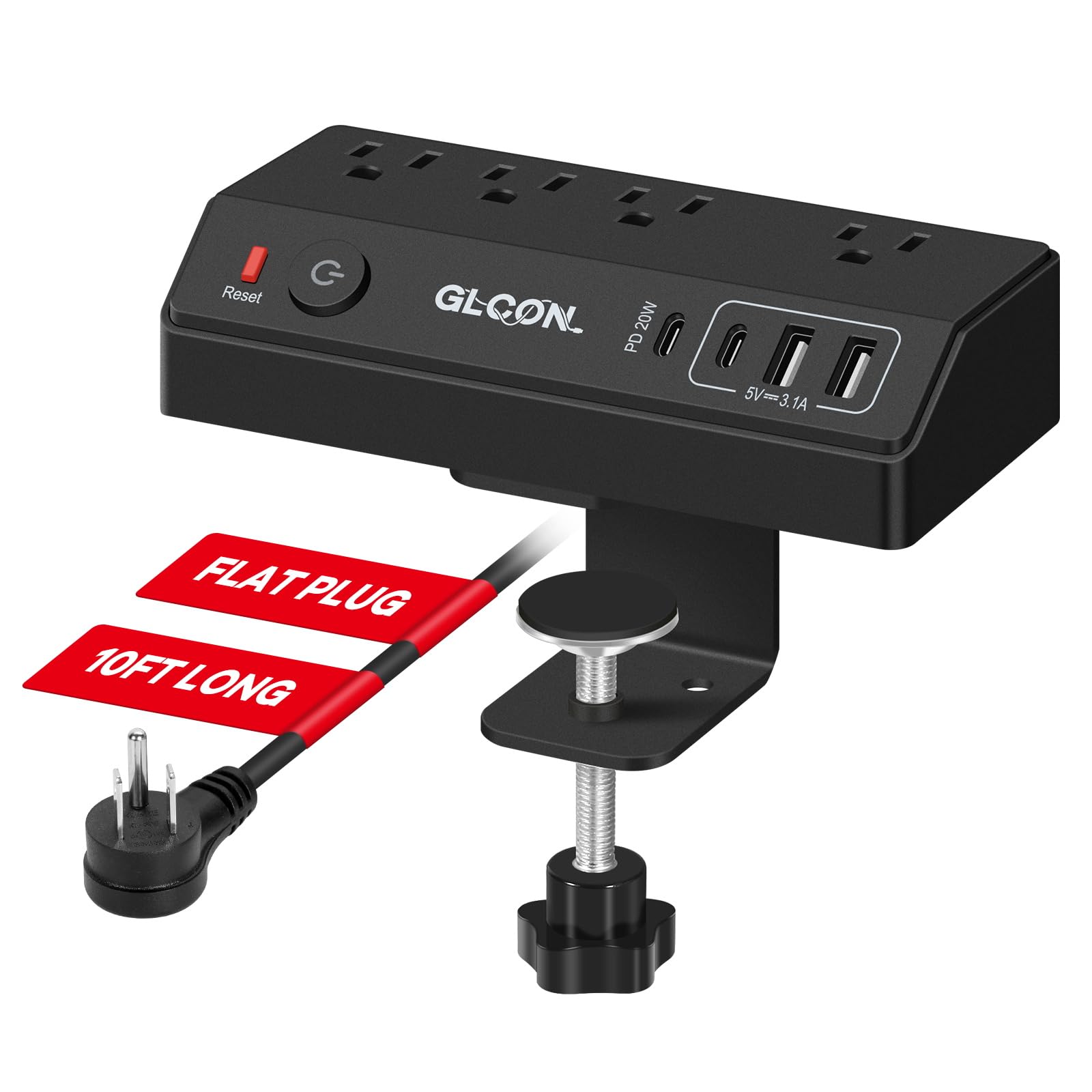 Desk Clamp Power Strip - 20W USB C Fast Charging Station - Desk Power ...