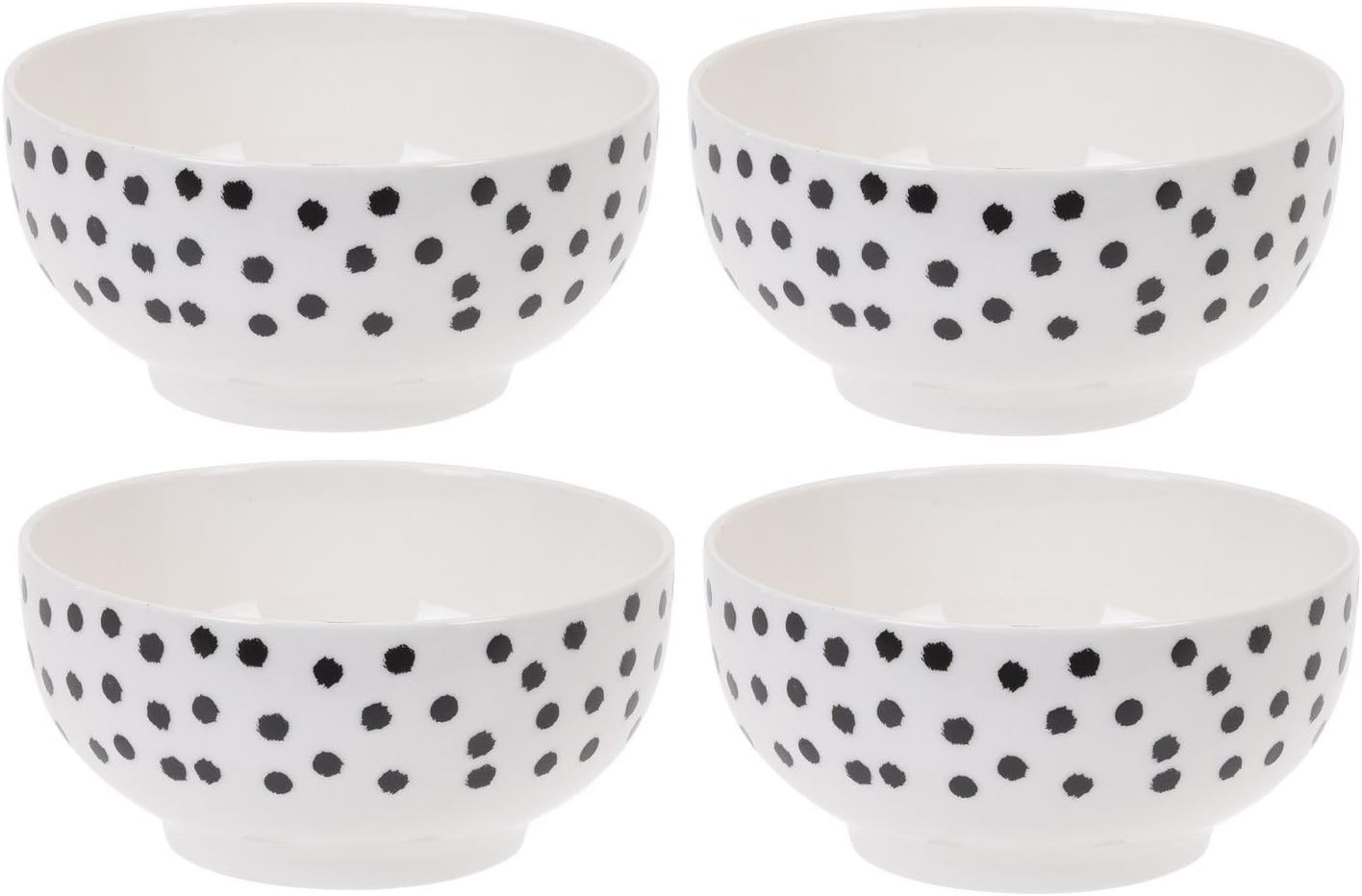 Siaki Set of 4 Black and White Bowls Breakfast Soup Cereal Bowls New ...