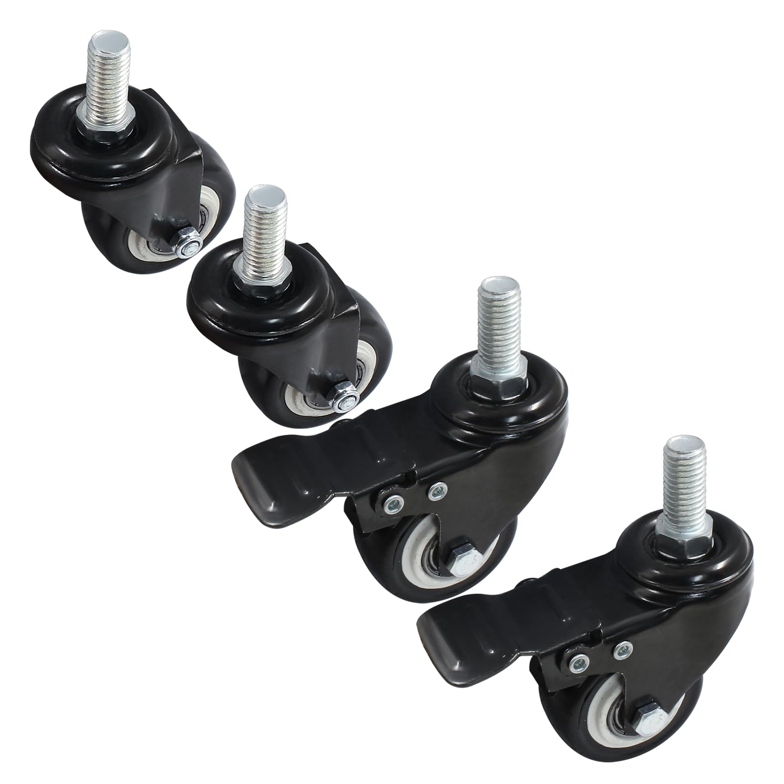 GUMIFA 2'' Threaded Stem Casters with Brake, M10 x 25mm Heavy Duty 360 ...