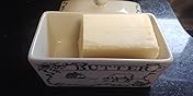 Creative Co-op DA8364 Country Style Butter Dish, White and Black ...