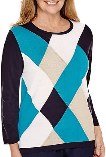 Alfred Dunner 3/4-Sleeve Argyle Sweater Size S at Amazon Women’s ...
