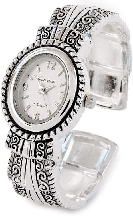 Silver Metal Western Style Decorated Oval Face Women's Bangle Cuff ...