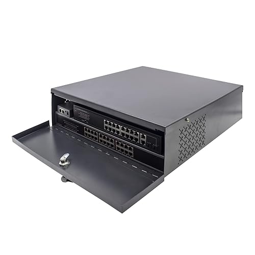 DVR/NVR Lock Box, Black 16 Gauge Heavy Duty Steel with Fan Network ...