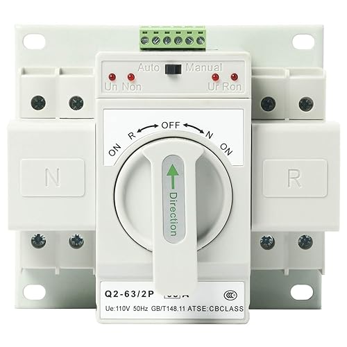 110V 2P 63A MCB type Mini Dual Power Automatic Transfer Switches Toggle ...