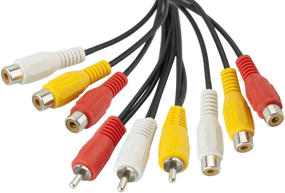 TENINYU 3 RCA Cable Splitter, 3 RCA Male to 6 RCA Female Plug AV ...