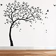 Amazon.com: Large Tree Wall Decals Nursery Leaning Tree Stickers with ...