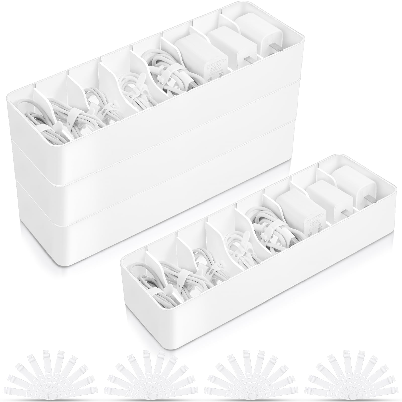Tatuo 4 Pcs Cable Organizer with 40 Wire Ties, Plastic Cord Storage ...