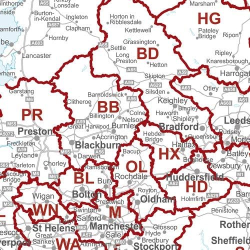 UK White Postcode Areas Large Wall Map (AR3) – 39.5″ x 55.75″ Laminated ...