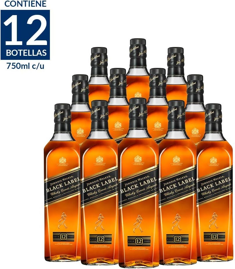 Whisky Johnnie Walker Black Label - 750 ml / 12 PIEZAS: Amazon.com.mx ...