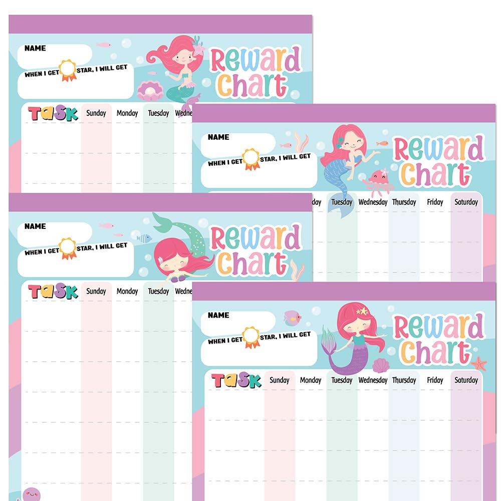 Reward Chart For Kids – Mermaid Magnetic Kids Behavior Chart, Pad With ...