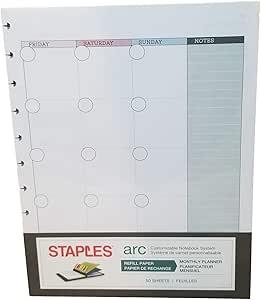 Amazon.com : Staples (TM) ARC (TM) Monthly Planner Refill Paper, 8.5" x ...