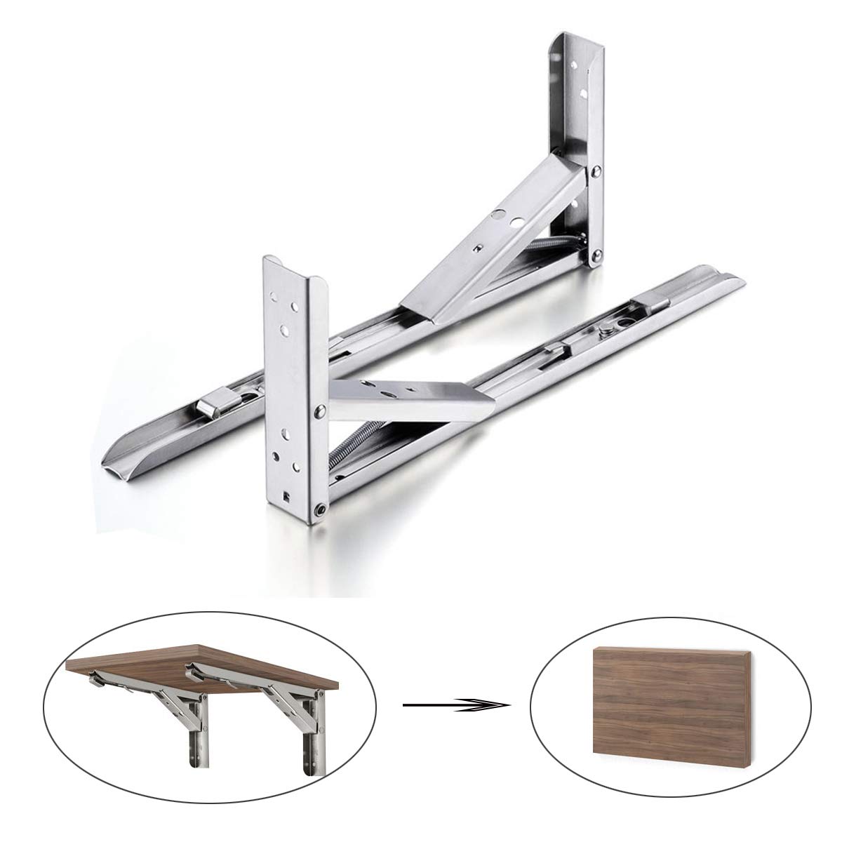 Buy Folding Shelf Brackets, Heavy Duty Stainless Steel Wall Mounted ...