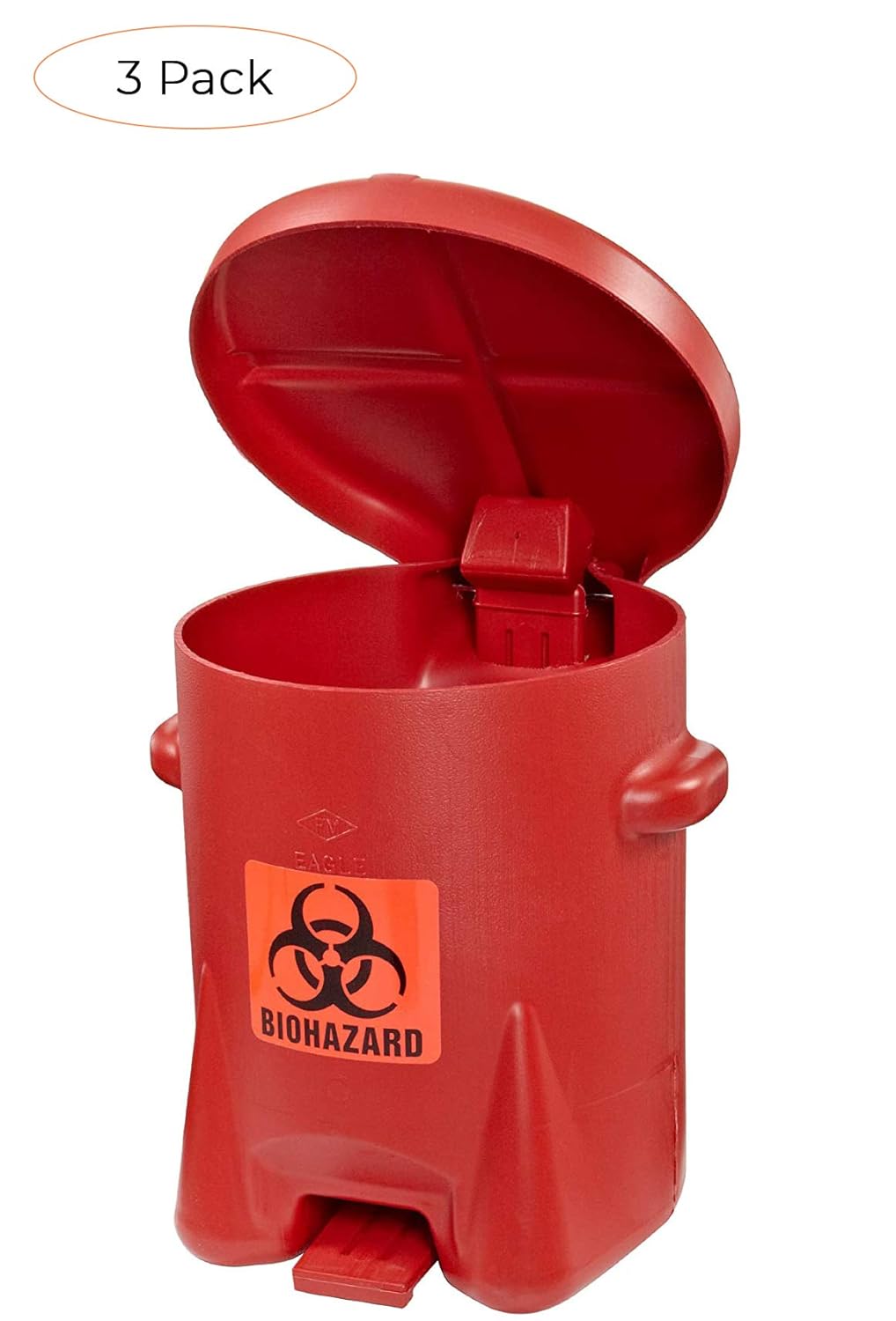 Eagle 943BIO Biohazardous Waste Polyethylene Safety Can with Foot Lever ...