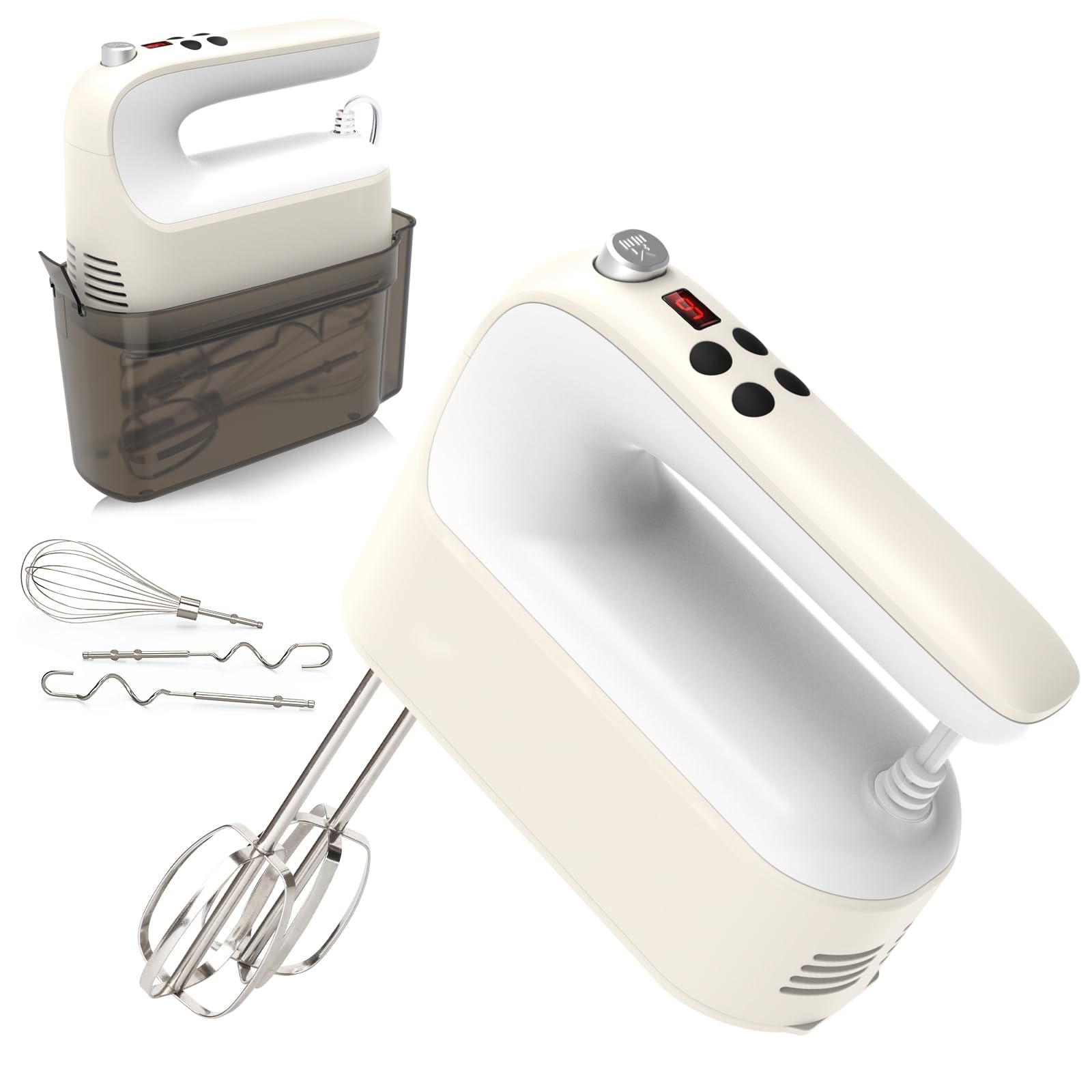 Yomelo 9-Speed Digital Hand Mixer Electric, 400W Powerful DC Motor ...