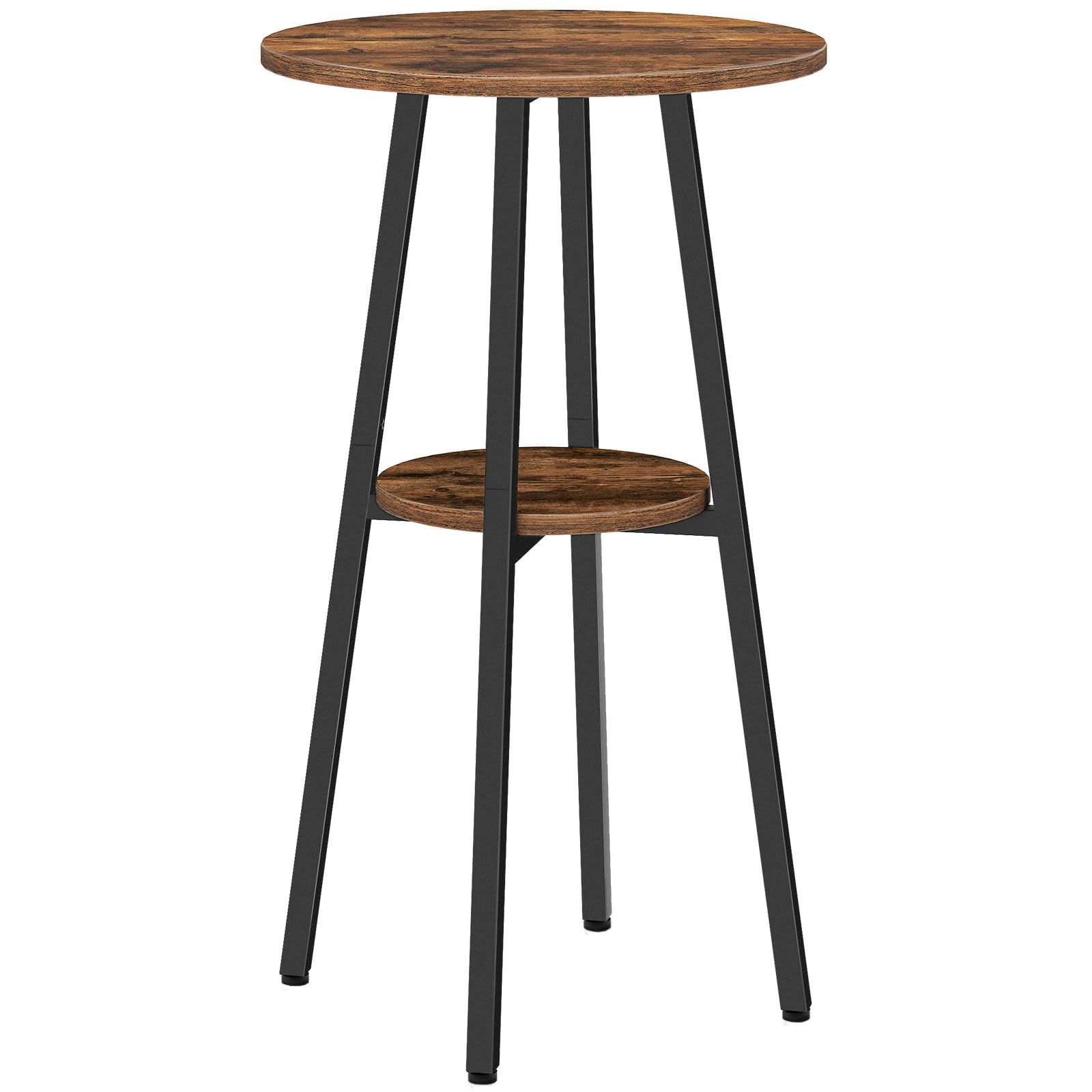 HOOBRO Bar Table, Round Pub Table, 2-Tier Bistro Table with Storage, 37 ...