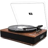 Amazon.com: VOSTERIO Bluetooth Record Player, 3 Speed Turntable with ...