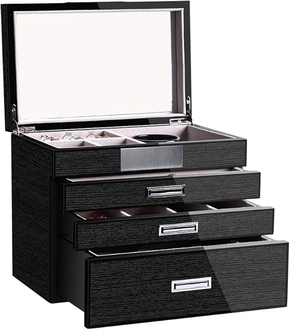 Extra Large Wooden Jewelry Box，4-Layer Jewel Case Cabinet Armoire Ring ...