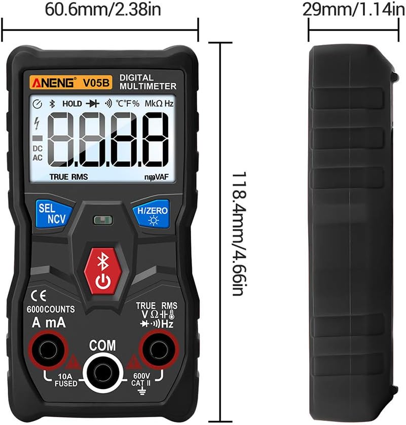 POHOVE Digital Multimeter DC AC Voltmeter, Ohm Volt Amps Test Meter ...