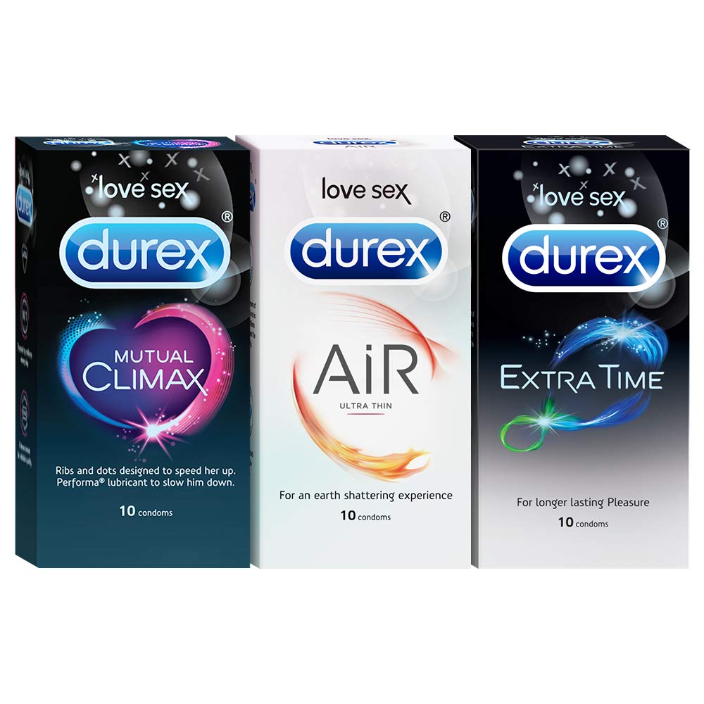 Buy Durex Mutual Climax & Extra Time & Air Ultra Thin Condoms - 10 Count Online at Low Prices in ...