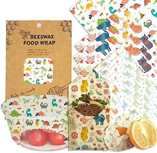 WEKIWGOT Reusable Beeswax Wrap, Beeswax Food Wraps, Eco-Friendly Bread ...