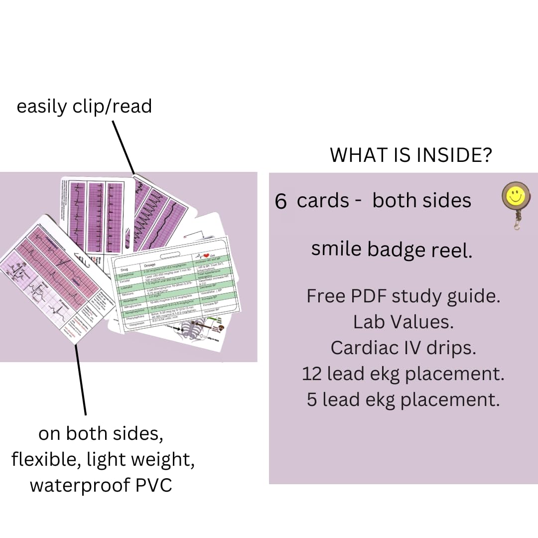 Mua EKG Cardiac Nurse ecg, Nursing Studen Reference Badge Card- (EKG ...