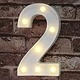 Pooqla Decorative Led Light Up Number Letters, White Plastic Marquee ...