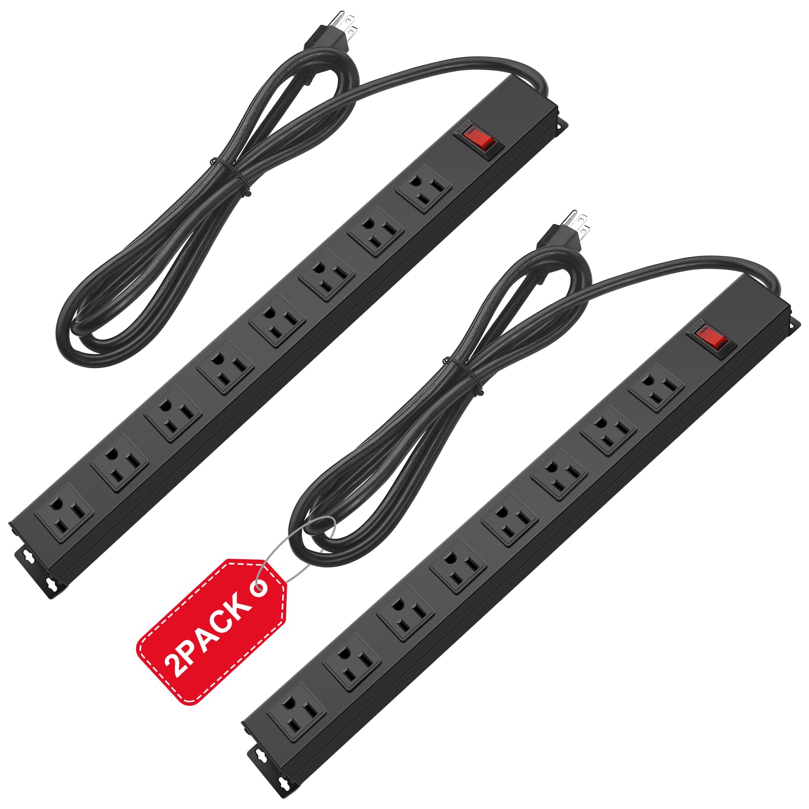 Mua 2Pack Metal 8 Outlet Mountable Power Strip, Wall Mount Outlet Heavy ...