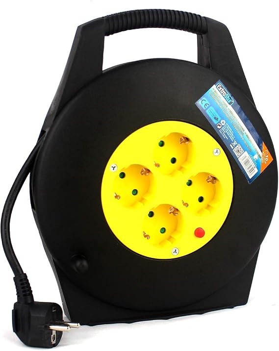 extrastar ALARGADERA ENROLLACABLE 10M 4 ENCHUFES 3X1.5MM: Amazon.es ...
