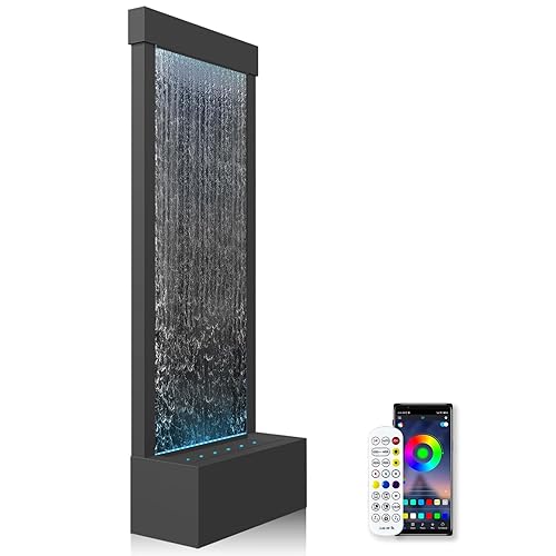LONGRUN 48" Indoor Waterfall Fountain with LED Lights - 7-Color ...
