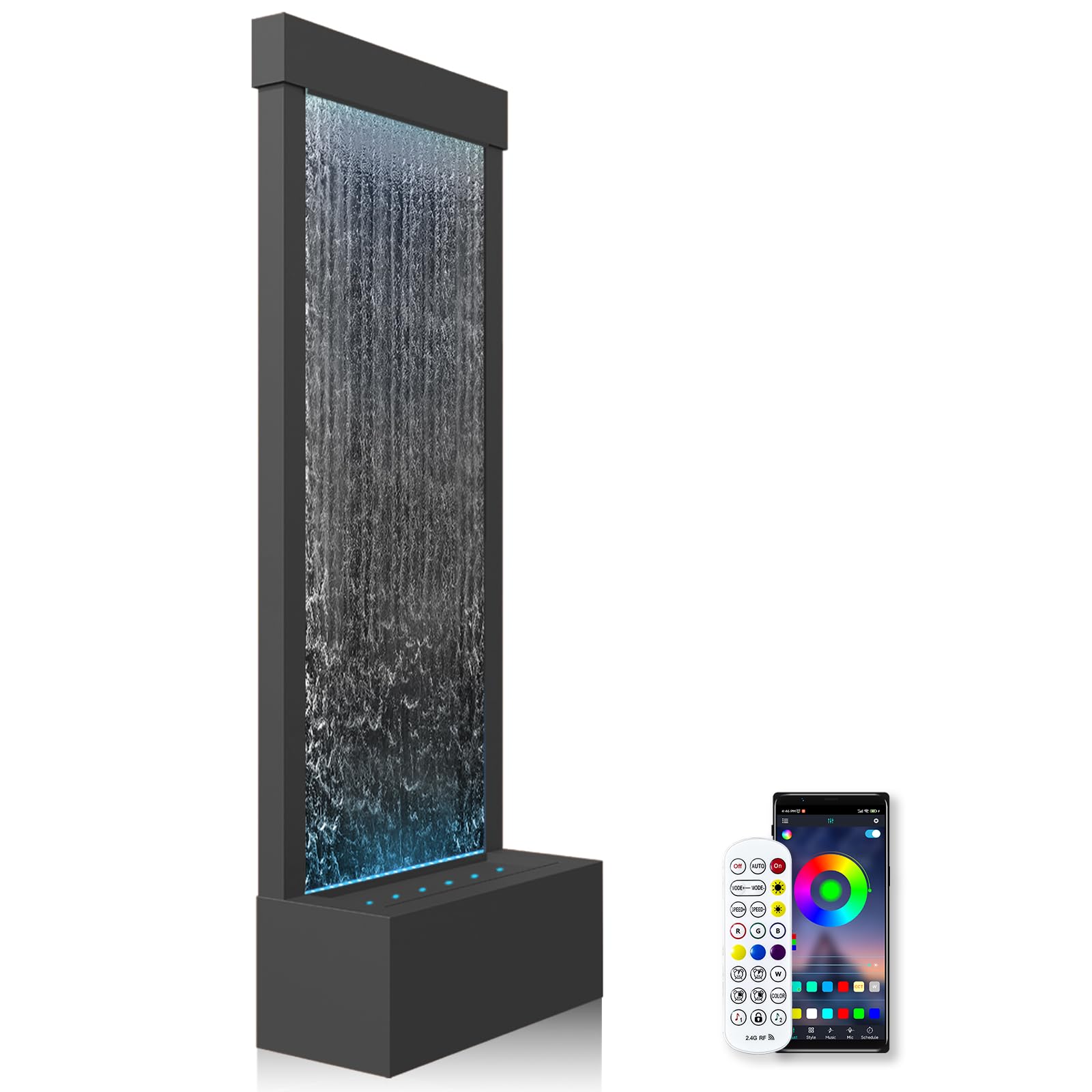 LONGRUN Mirror Waterfall Fountain Indoor Water Feature, 48" Water ...