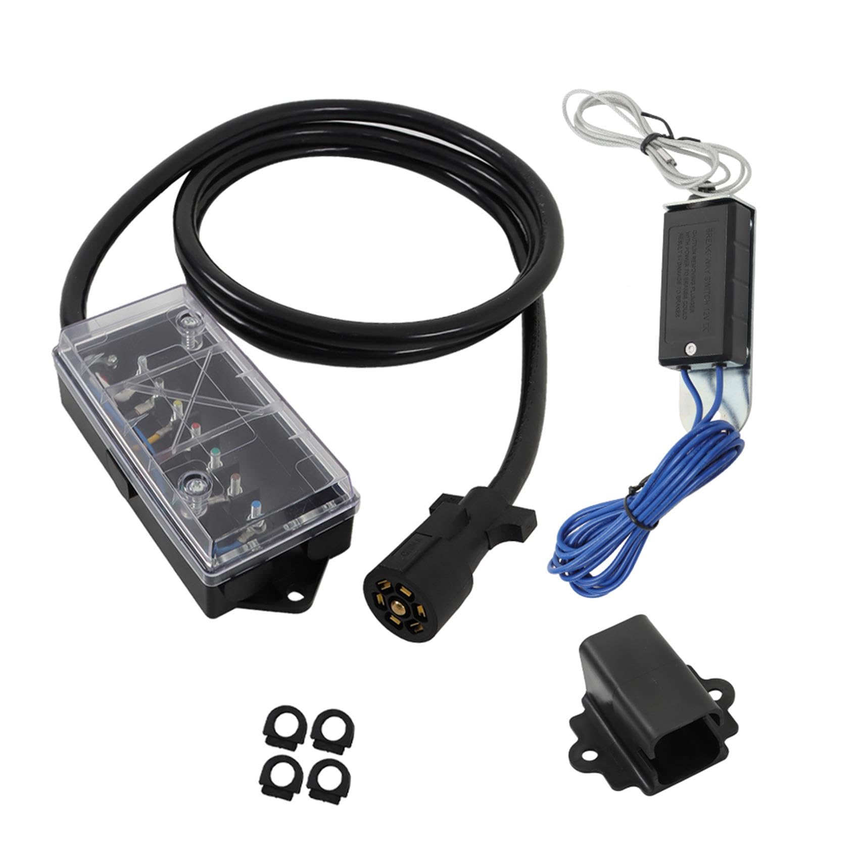 labwork 7 Way 8 FT Trailer Cord with 7 Gang Junction Box Kit with 12V ...