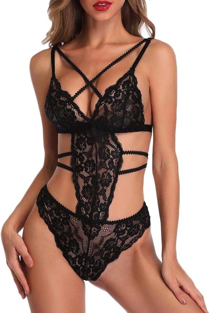 Lenceria Erotica Tangas Y Tangas para Mujer Lencería Sexy Tangas Cuello En V Profundo Halter ...