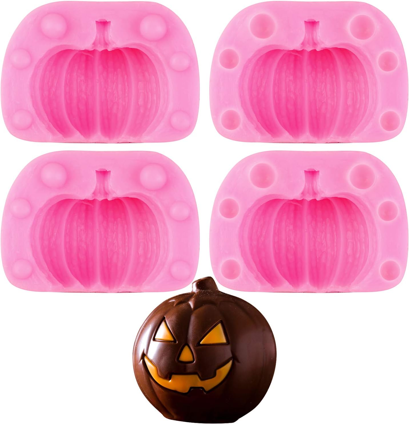 Aneco 2 Pack 3D Pumpkin Silicone Mold Mini Pumpkin Mold for Halloween ...