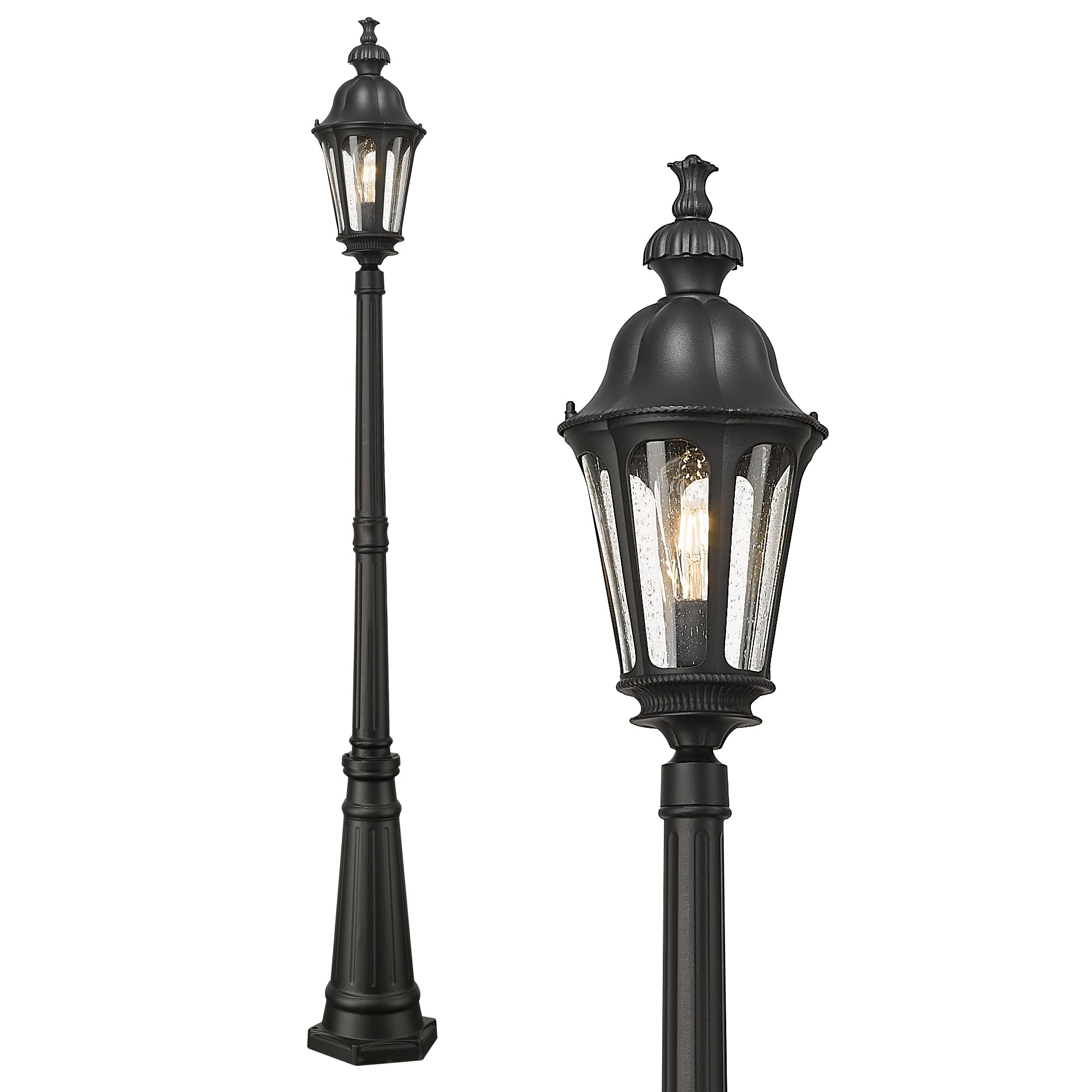 HWH Outdoor Pole Lights with Post 85'' Aluminum Lamp Post Light ...