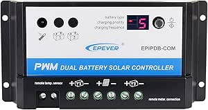 Amazon.com : Temank Dual Battery Solar Charge Controller 20A 12V 24V ...