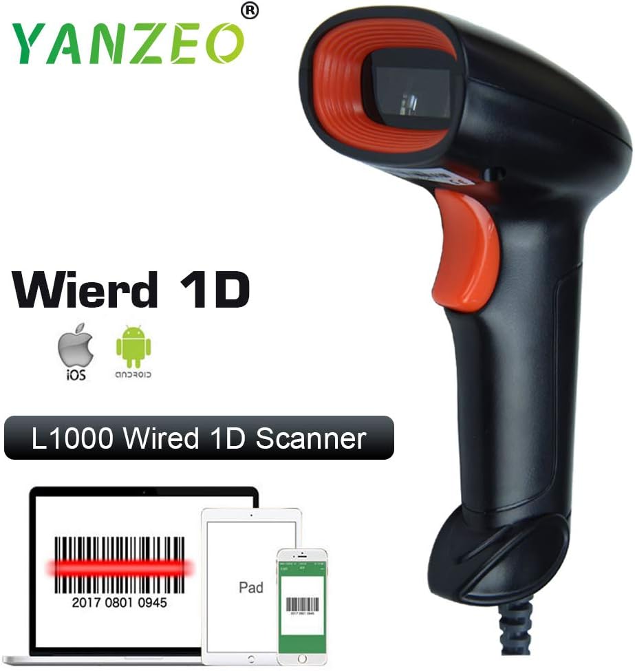 Yanzeo1D Laser Barcode Scanner USB Wired Handheld Plug and Play Fast ...