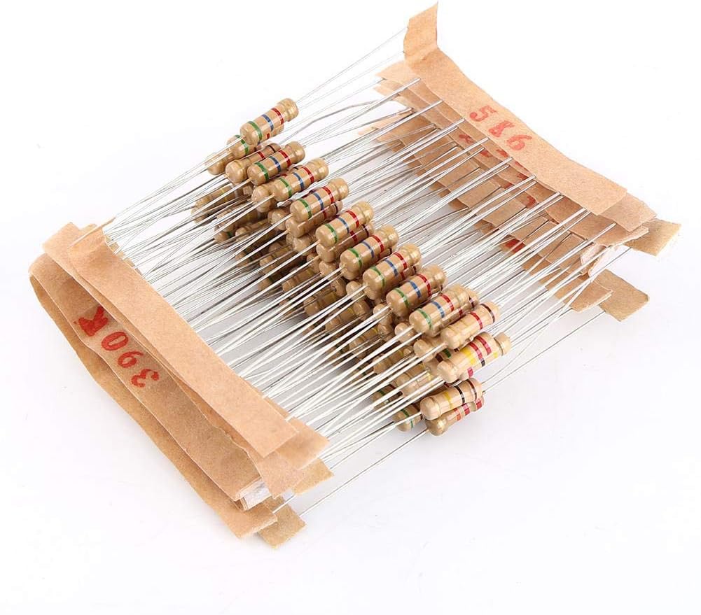 Film Resistors 1000 Pcs 100 Values 1-10M ohm 1/2W Carbon Film Resistors ...