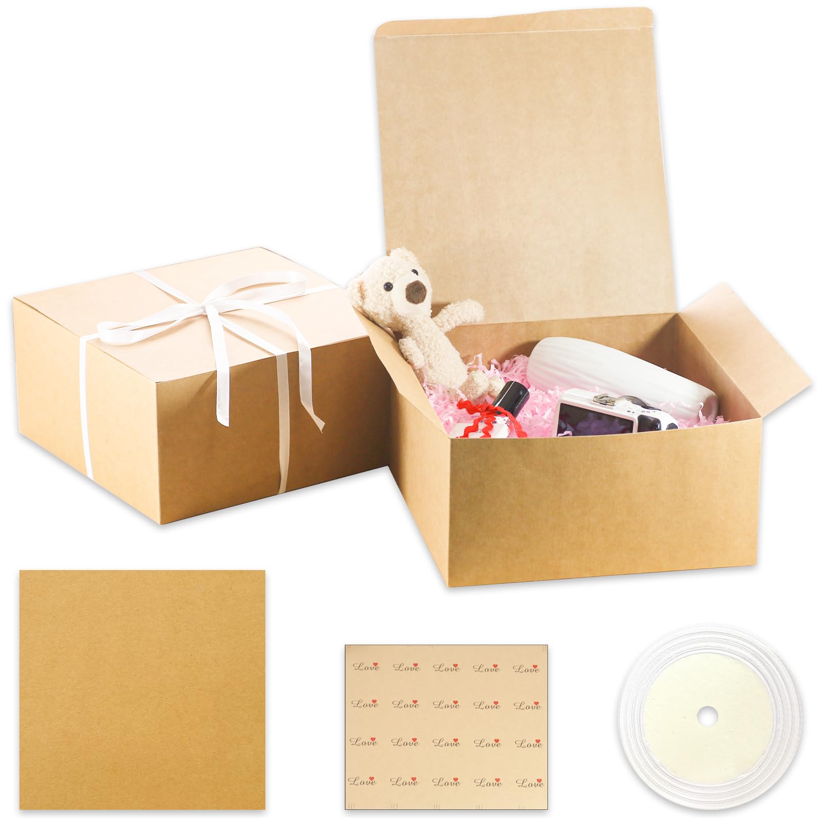 PQZKLDP Brown Gift Boxes with Lids 10x10x5 inches 20Pcs for Presents ...
