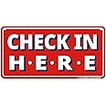 Amazon.com: GEEKBEAR Check In Here Sign Hanging from Ceiling - 12 x 6 ...