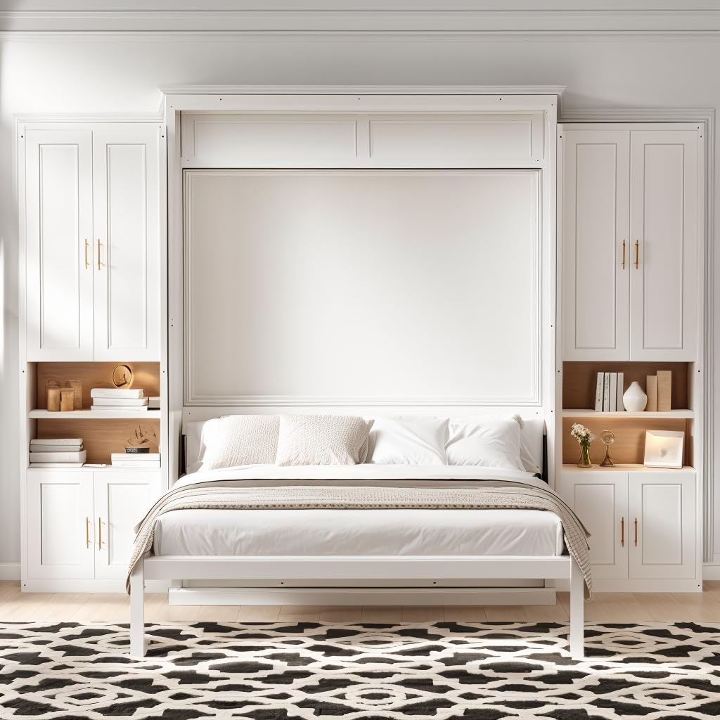DNYN Queen Size Murphy Bed with Desk & 68-inch Wall Bedframe W/Two ...