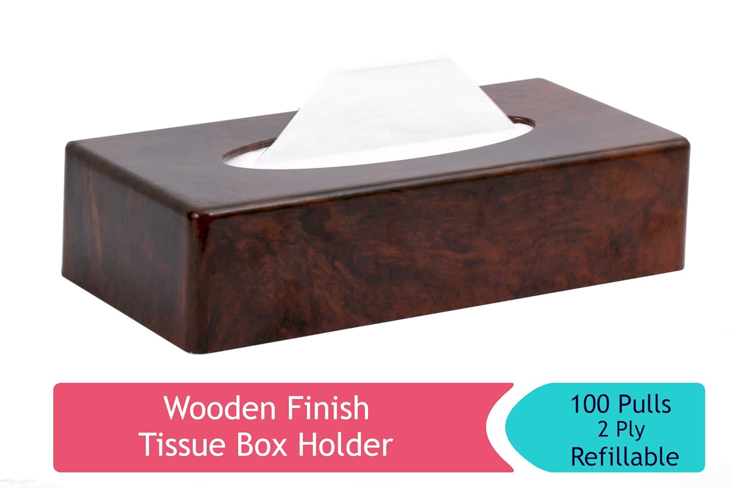 CULT GRIP Wooden Finish Tissue Dispenser Box Reusable Tissue Paper Box ...