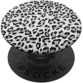 Amazon.com: Leopard Black And White Print PopSockets PopGrip: Swappable Grip for Phones ...