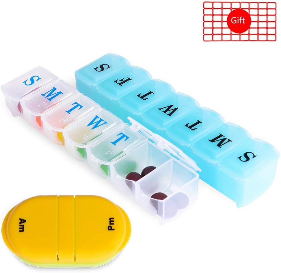 2er Tablettenbox 7 Tage, Pillendose Morgens Abends Medikamenten-Box für ...