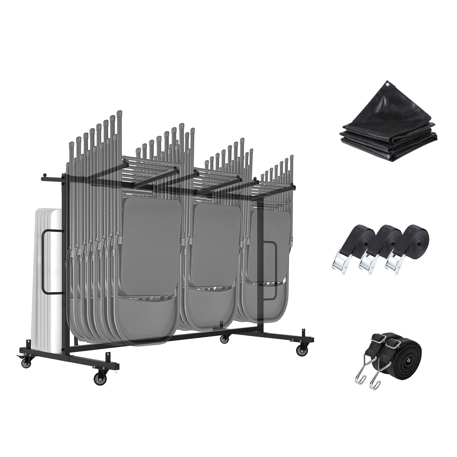 Folding Table and Chair Cart, Folding Chair and Table Storage Rack with ...