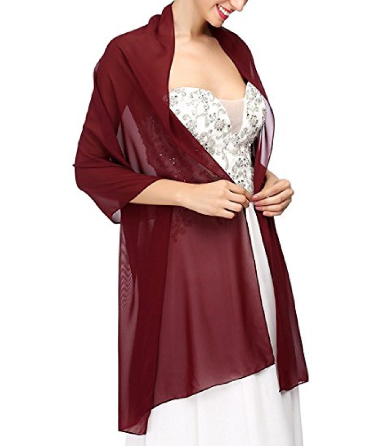 macria Chiffon Bridal Wedding Shawl Wrap Women's Evening Dress Stole ...