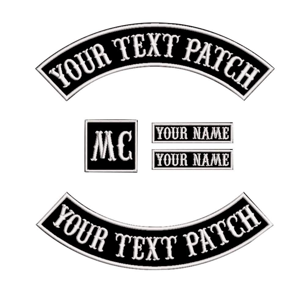 Custom Patch Vest Biker Motorcycle Rocker Name Patches (Withe on Black ...