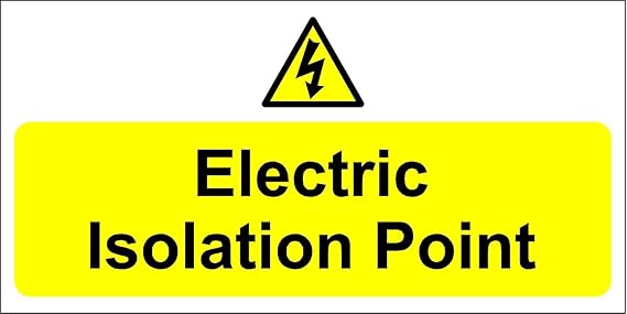 Electric isolation point sign - Self adhesive sticker 200mm x 100mm ...